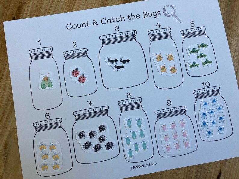 Count the Bugs - Counting Number Matching 1-10 Busy Book Binder ...