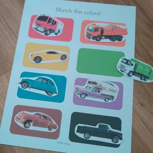 Truck Matching Preschool Printable Construction Busy Book - Etsy