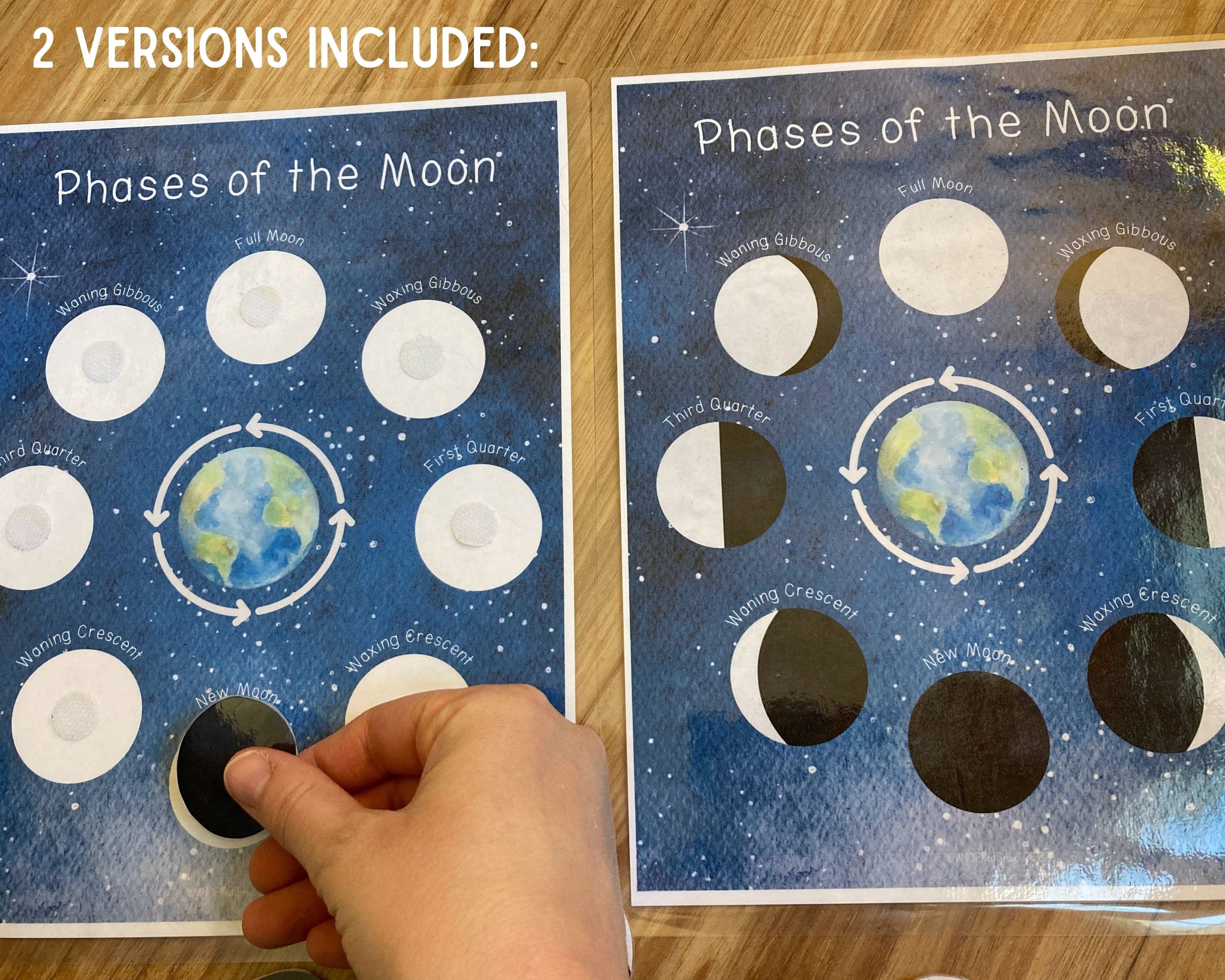 Phases of the Moon Learning Printable Busy Book Activity Page Prek ...
