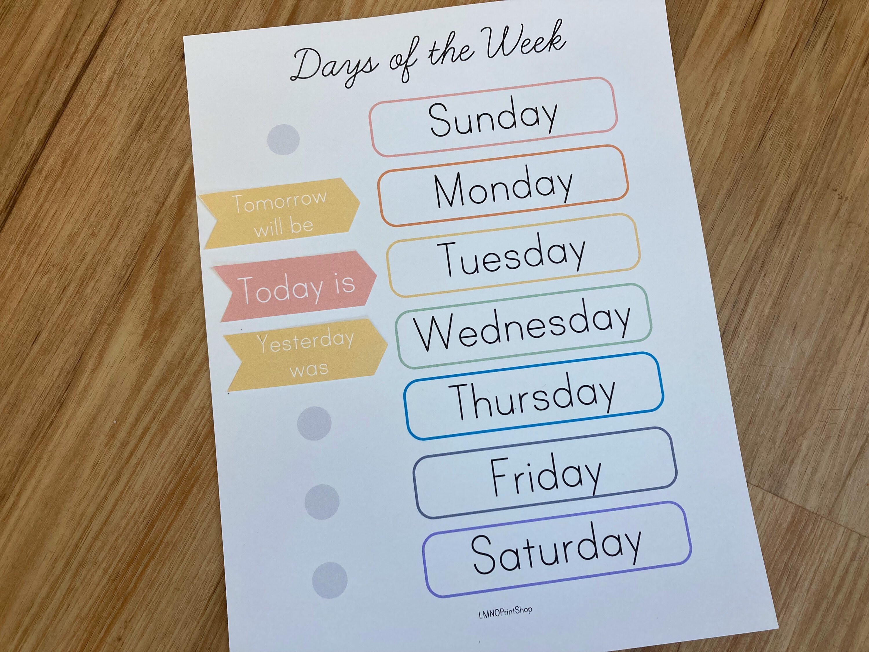 Days of the Week Calendar Bulletin Board Poster Busy Book | Etsy