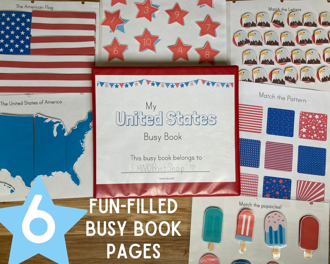 July 4th United States Busy Book Learning Binder File Folder - Etsy