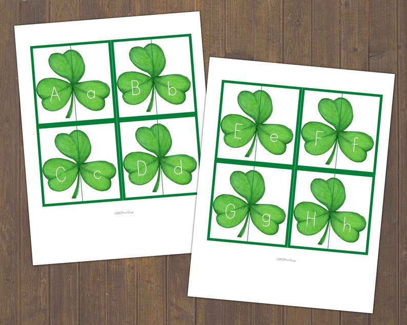 Shamrock Letter Matching Cards St. Patricks Day Printable - Etsy