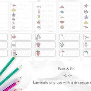 Summer Beach Pre-writing Line Tracing - Handwriting Practice - Busy Bag ...