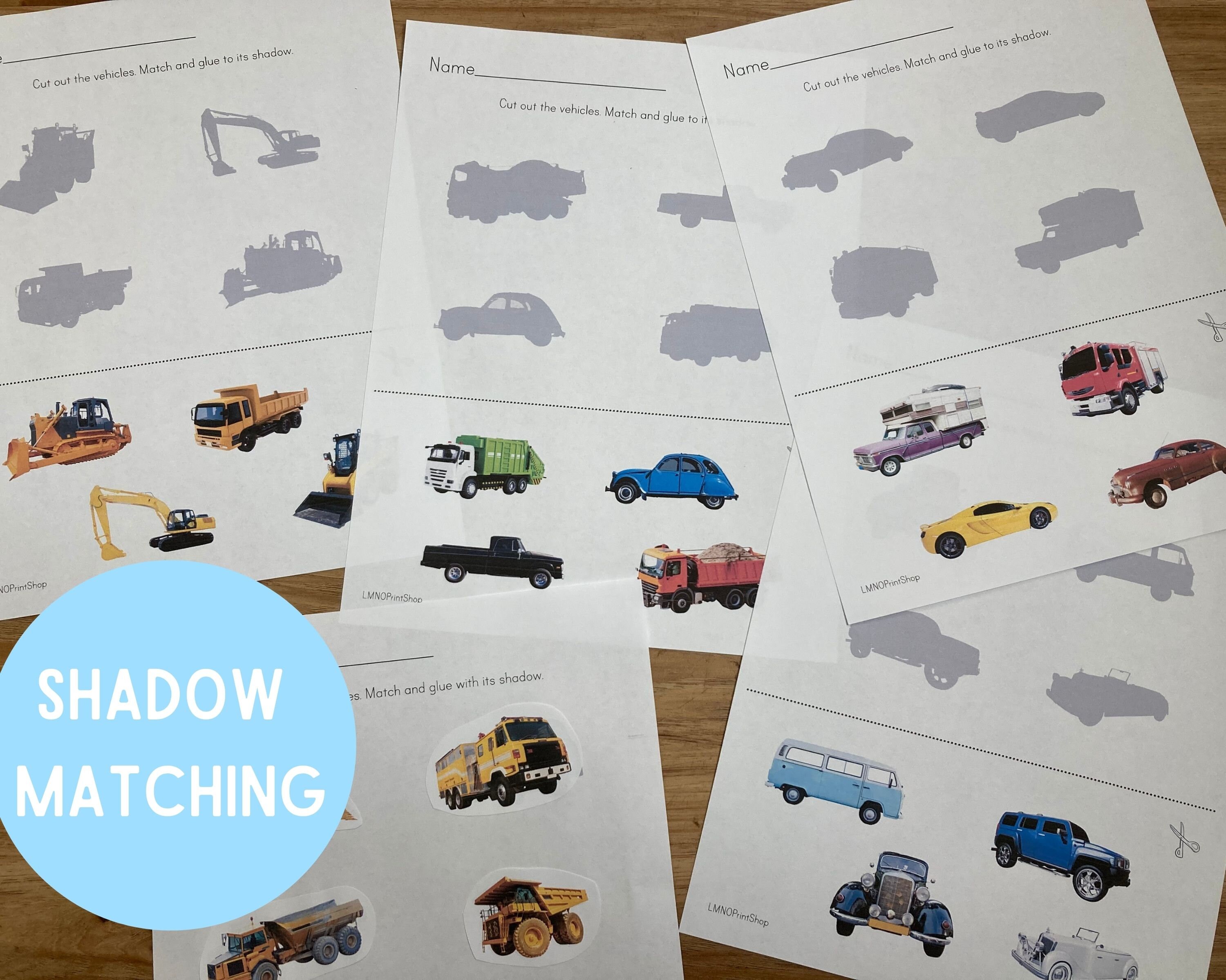 Cars Cut and Paste Worksheets - Printable Transportation Trucks ...
