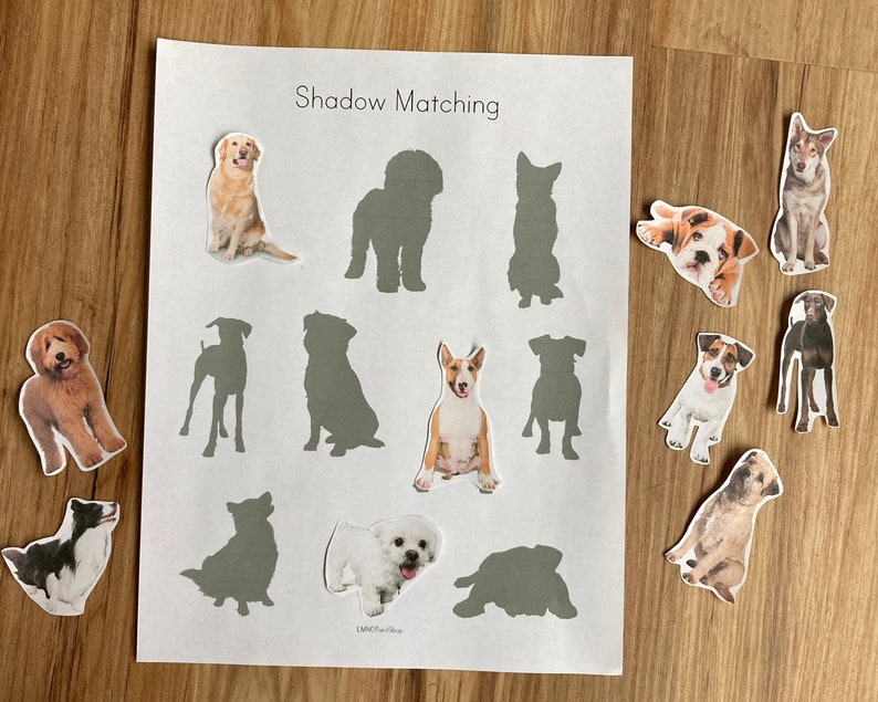 Dog Animal Shadow Matching Busy Book Binder Bag Activity - Etsy