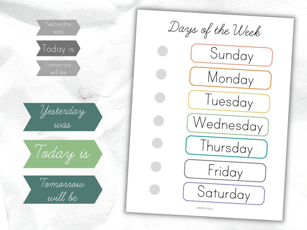 Days of the Week - Calendar Bulletin Board Poster - Busy Book Binder ...