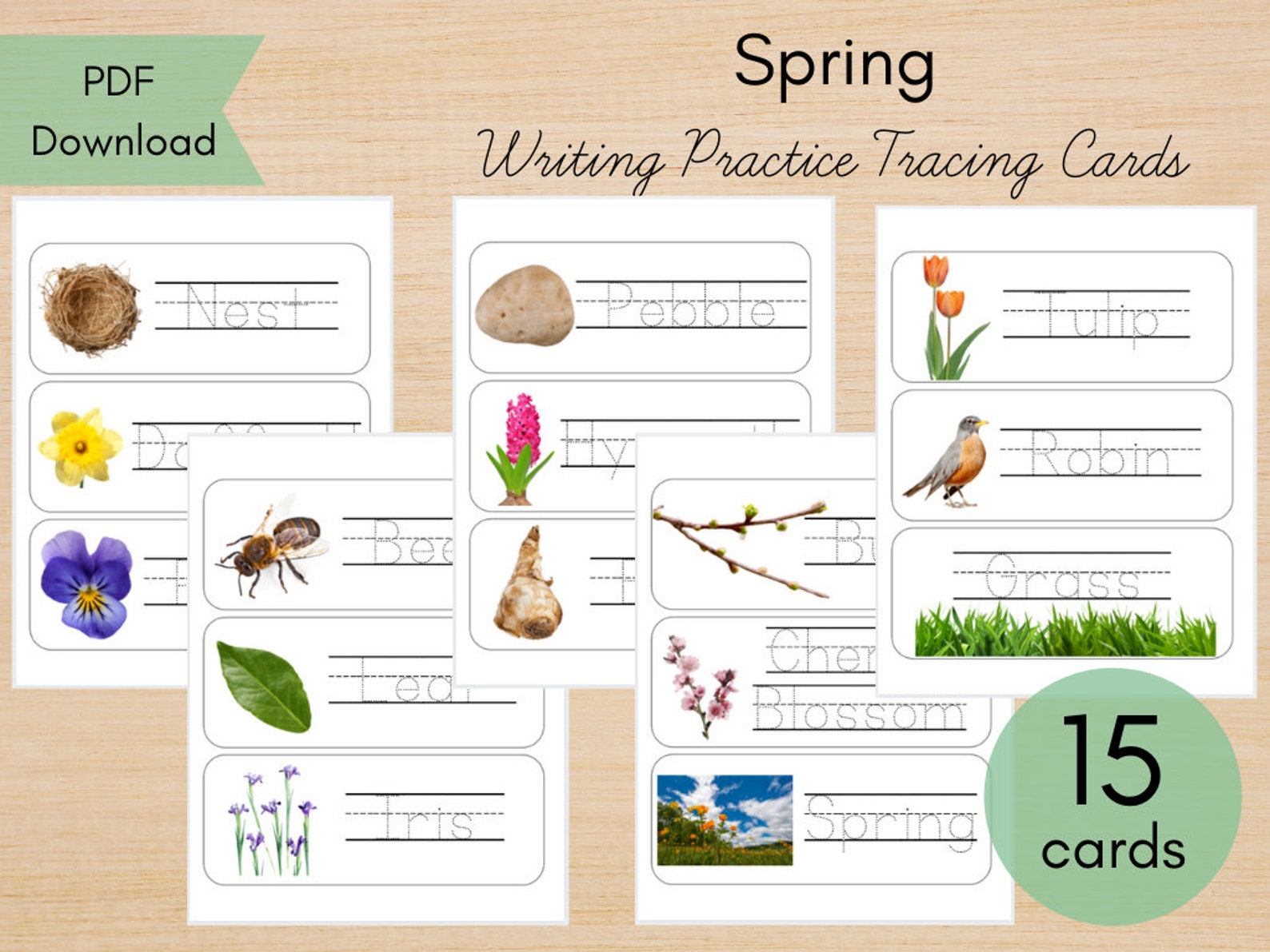 Spring Writing Practice Tracing Cards Toddler Preschool | Etsy