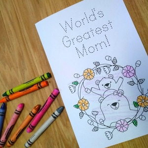 Mother's Day Coloring Card Mom - Toddler Preschool Kindergarten Tracing ...