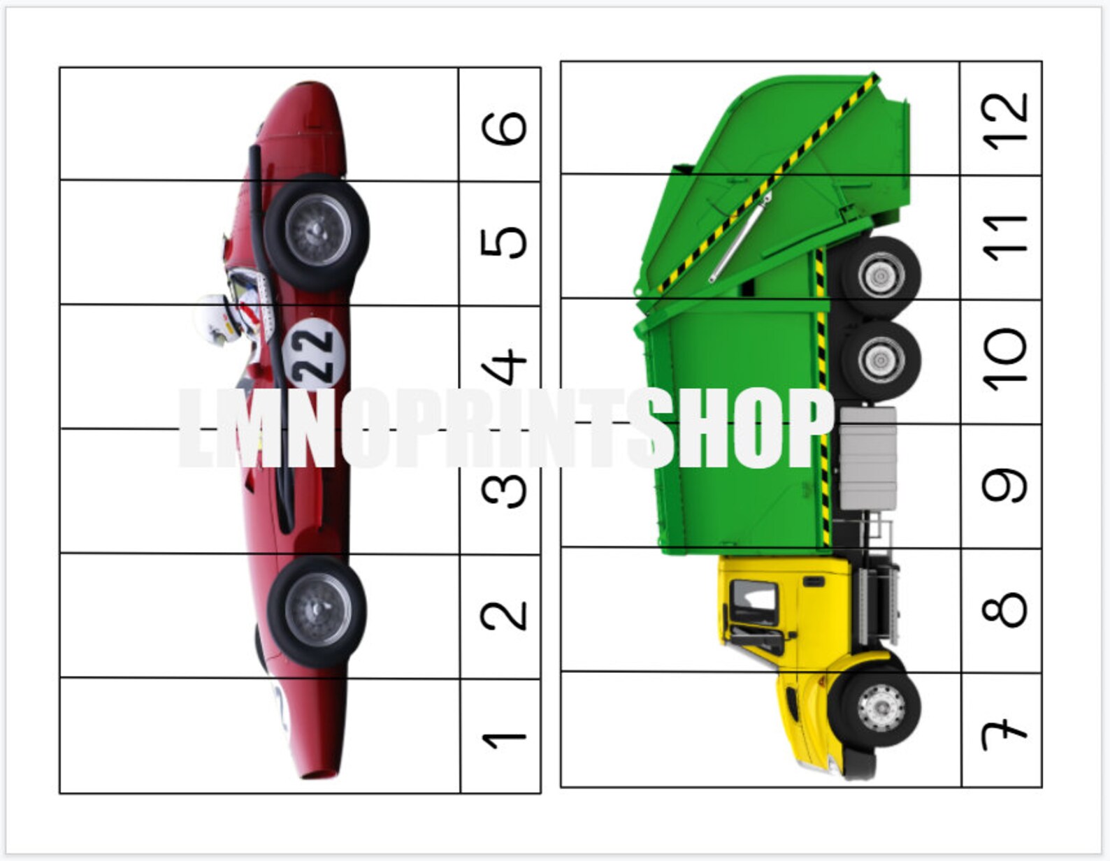 Cars & Trucks Number Order Puzzles Firetruck Plane Counting - Etsy