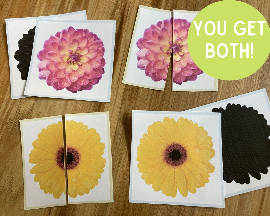 Flower Shadow Matching AND Symmetry Cards Set Montessori - Etsy
