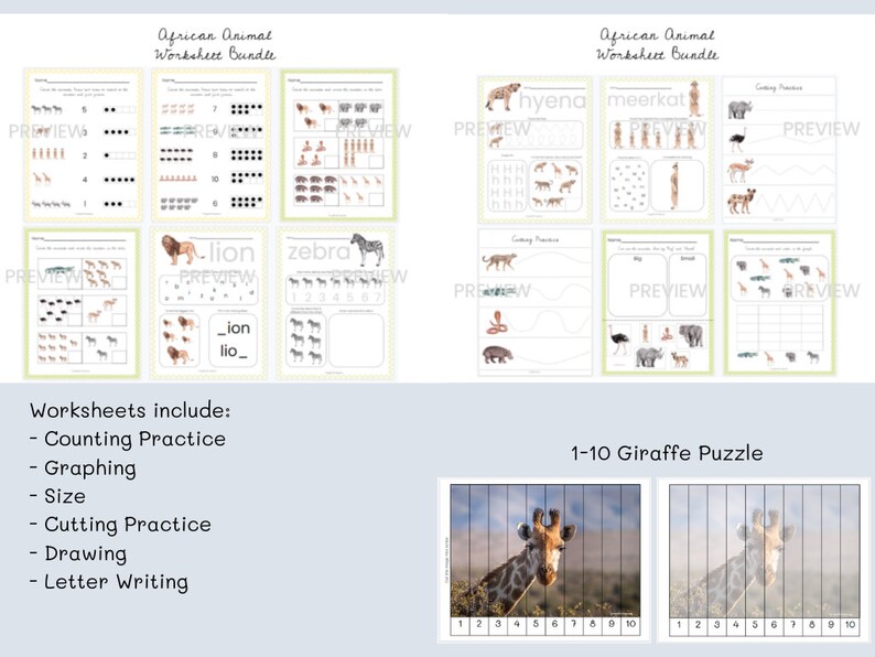 African Animal Busy Book Binder Learning MEGA Bundle | Etsy