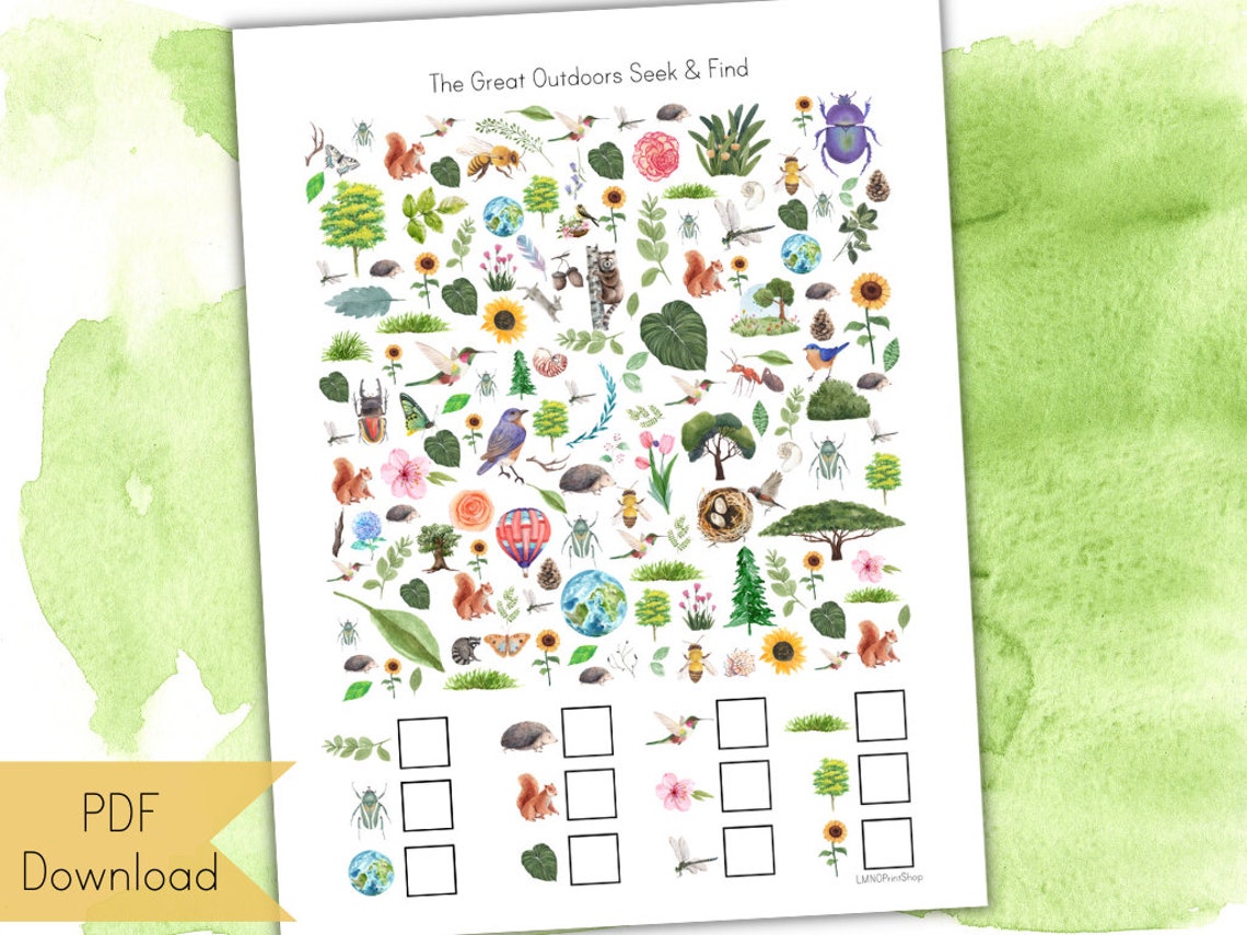 Nature Spring Summer Ispy Seek & Find Counting Worksheet | Etsy