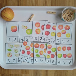Apple Counting Clip Cards - Numbers 1-10 - Preschool Printable - Fall ...