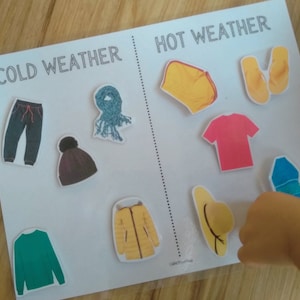 Clothes Sorting Hot & Cold Weather Life Skills Busy Book Binder ...