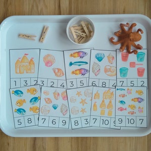 Beach Ocean Summer Shells - Number Count & Clip Cards - Counting Busy ...