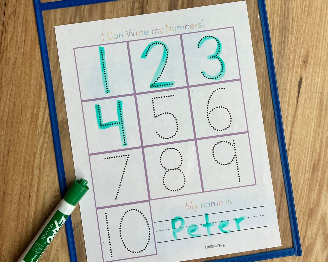 Number Tracing Preschool Printable Counting 1-10 Toddler - Etsy