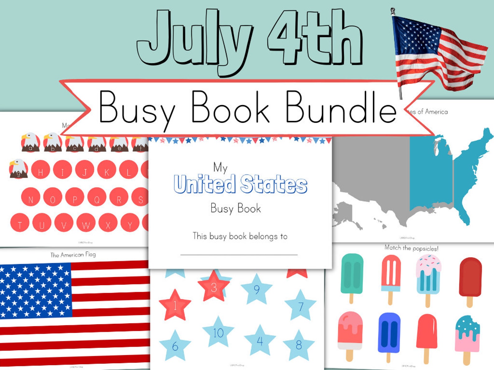 July 4th United States Busy Book Learning Binder File Folder | Etsy