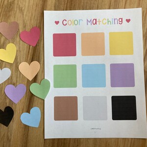 Hearts Valentines Color Matching - Busy Book Page - Preschool Printable ...