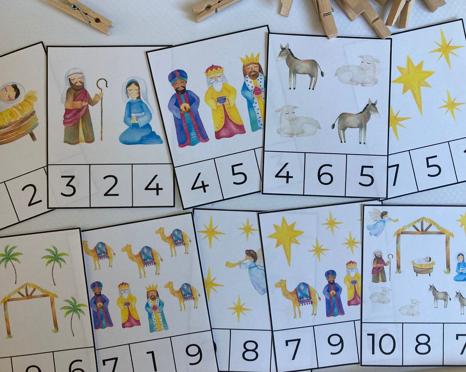 Nativity Number Clip Cards Christmas Counting Activity - Etsy
