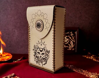 Wooden Tarot Card Holder Leather Tarot Card Box - Etsy