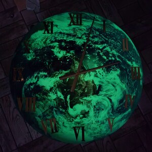 Large Wall Clock Glowing in the Dark. Watch 40cm 15.75 Inches. Luminous ...