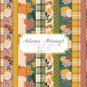 Autumn Digital Paper Set Fall Floral Pumkin - Etsy