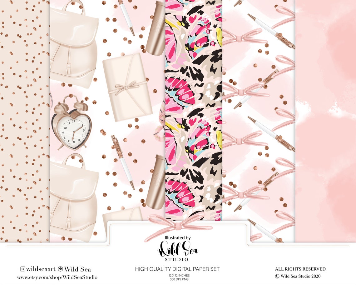 School Girl Digital Papers Clipart Fashion Girl Back to - Etsy