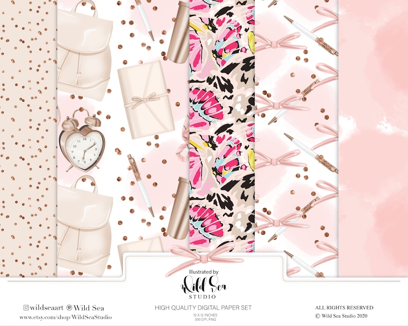 School Girl Digital Papers, Clipart, Fashion Girl, Back to School - Etsy