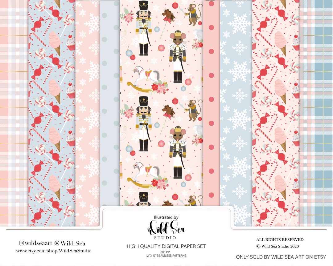 The Nutcracker Ballet Digital Paper Set, Christmas, Nutcracker, Seamless Patterns, Printable - Etsy