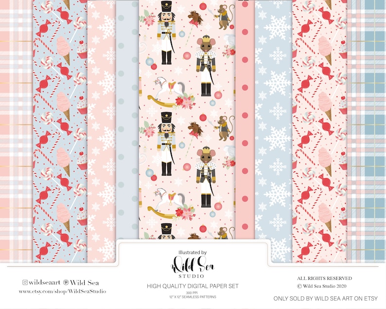 The Nutcracker Ballet Digital Paper Set Christmas - Etsy