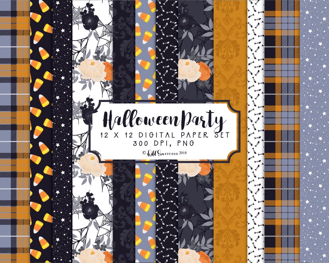 Halloween Digital Paper Set, Fall, Floral, Celestial, Instant Digital ...