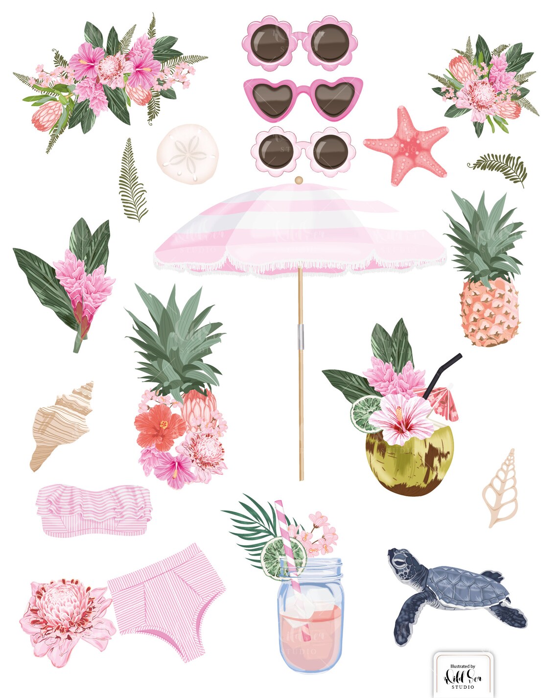 Island Girl Clipart Set Digital Download Printable Art - Etsy