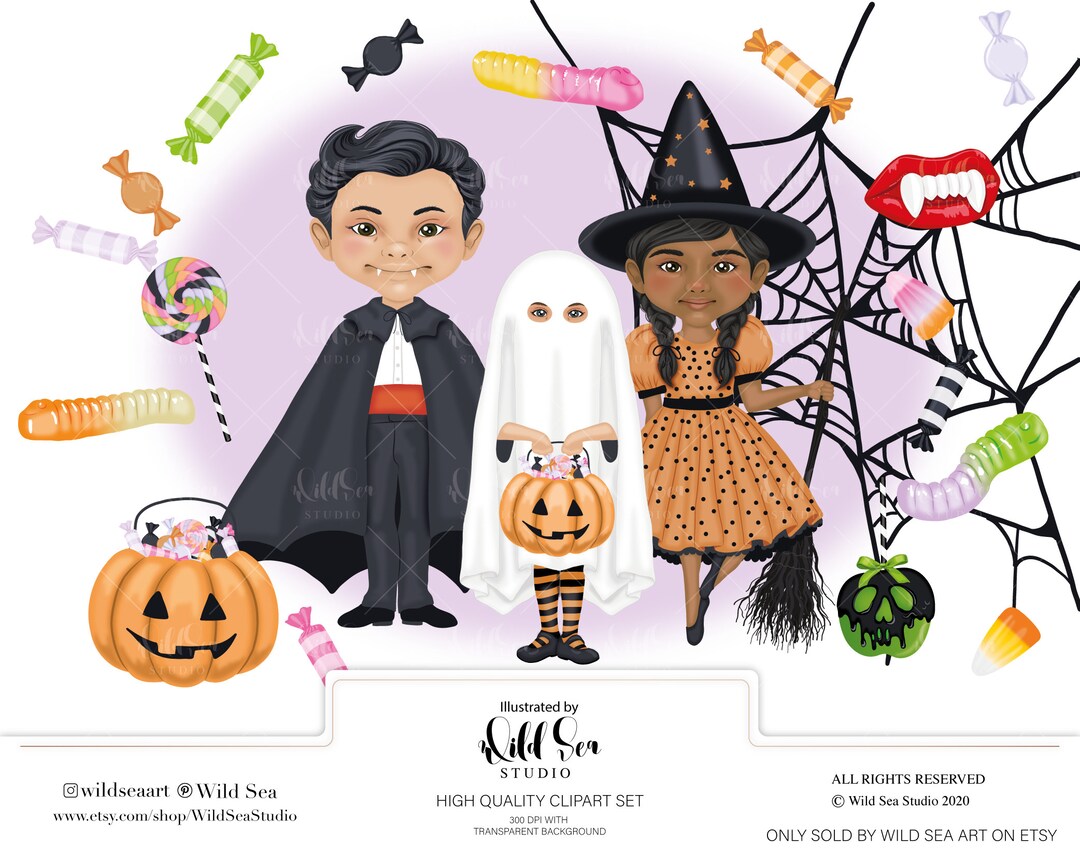 Trick or Treat Kids Clipart Set, Digital Download, Printable Art ...