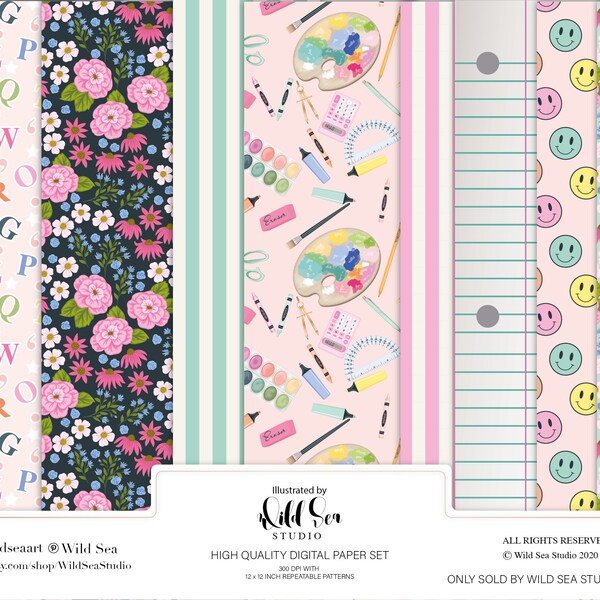 School Digital Paper - Etsy