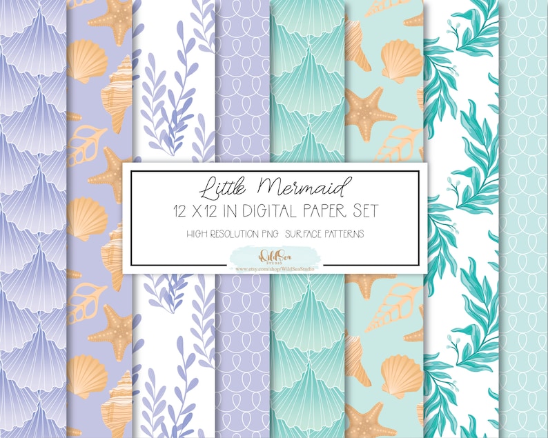 Beach Digital Paper Set Nautical Tropical Summer Shell - Etsy