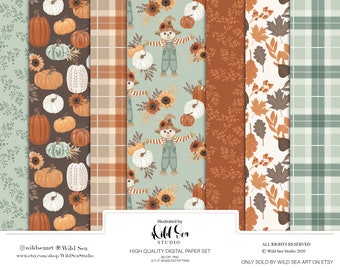 Fall Pumpkin Patch Clipart Set Scarecrow Farmhouse Autumn | Etsy