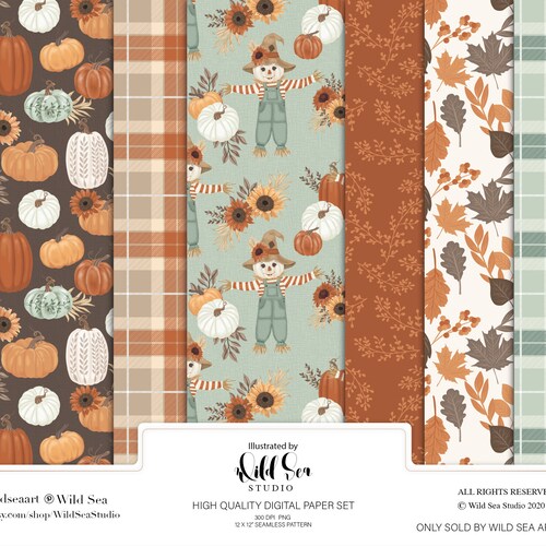 Autumn Plaid Digital Paper Fall Plaid Patterns Thanksgiving - Etsy