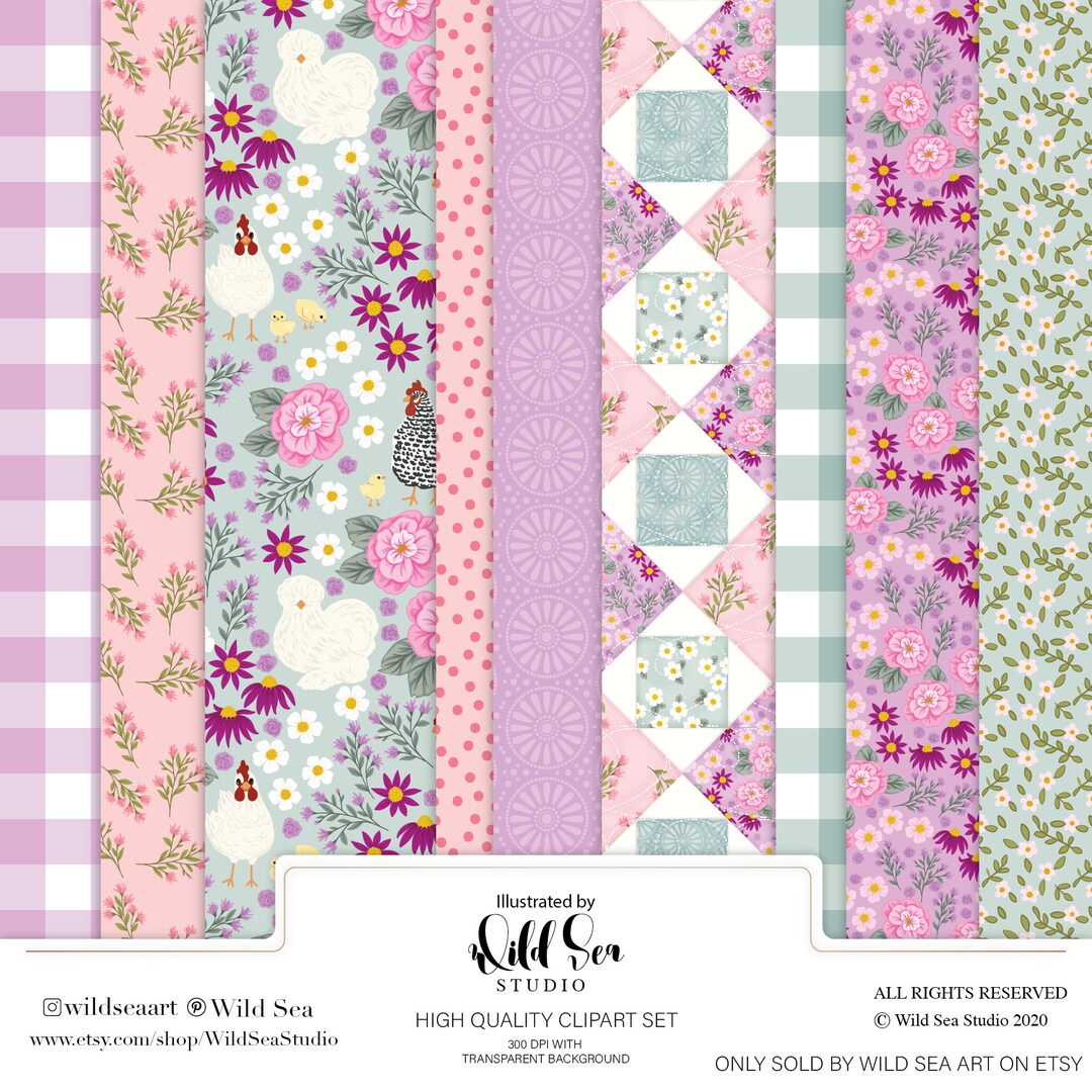 Farmhouse Digital Paper Set, Digital Download, Printable Art, Farmhouse ...