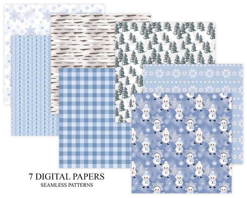 Snow Day Digital Paper Set, Snowflakes, Winter, Cozy - Etsy