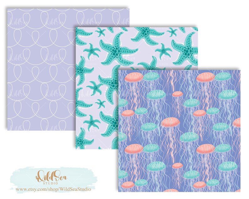 Little Mermaid Digital Paper Set Nautical Tropical Summer - Etsy