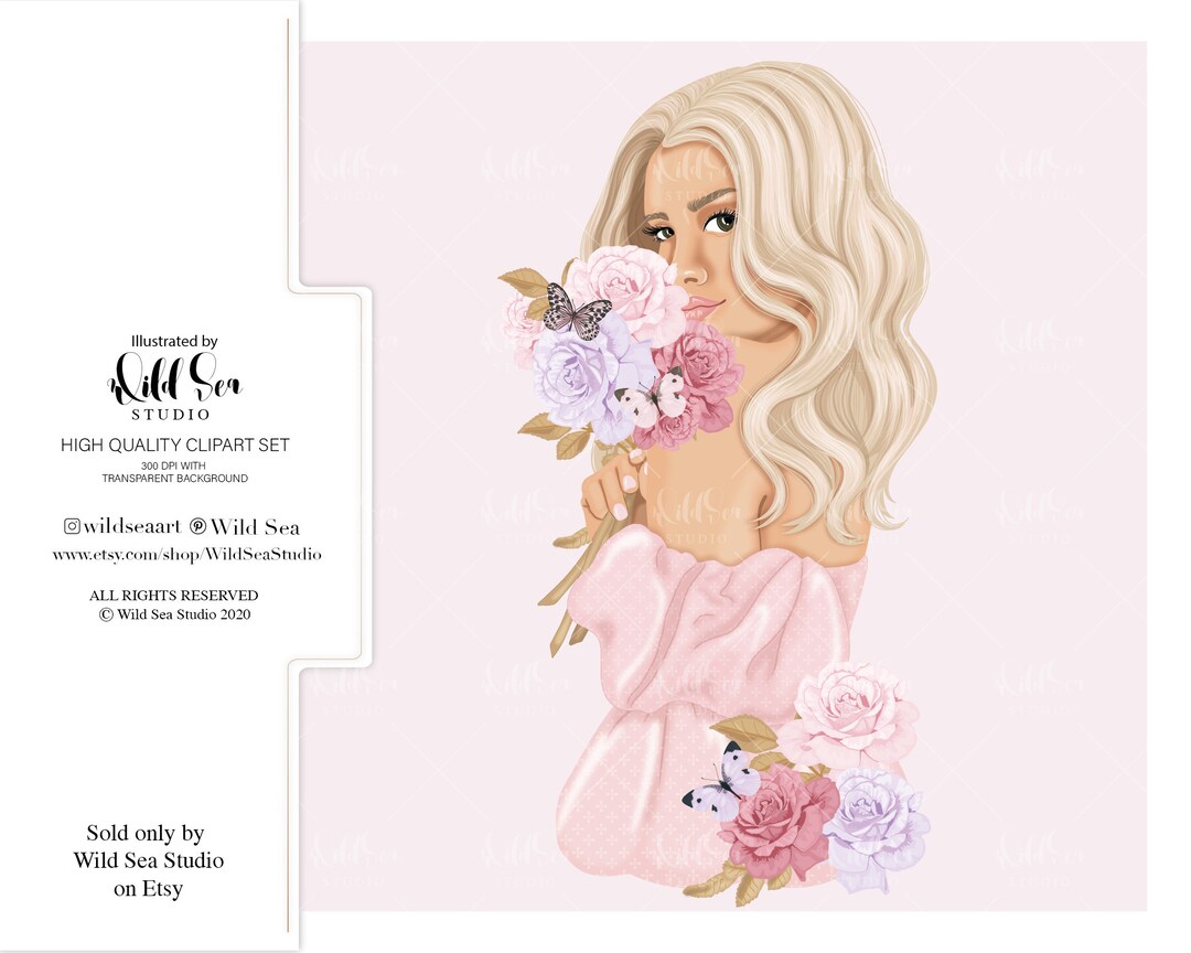 Be Mine Digital Clip Art Set, Valentine, Printable Art, Girl With ...