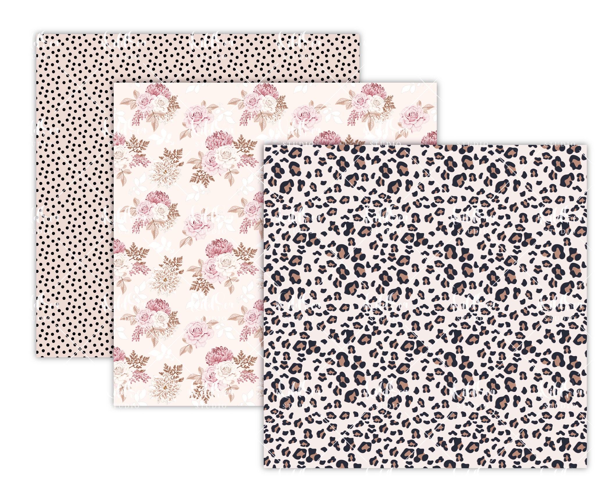 Fashion Girl Digital Paper Set and Paint Stroke Clipart | Etsy