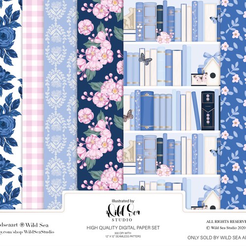 HELLO SPRING Digital Paper Set Floral Pink Mint Spring - Etsy