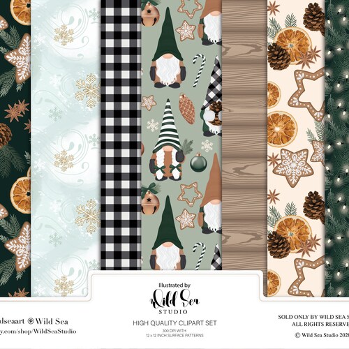 Winter Wonderland Holiday Digital Paper Set Gnomes Floral - Etsy