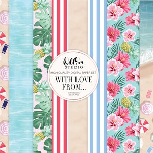 Beach Vacation Digital Paper Set, Beach, Tropical, Planner Girl - Etsy