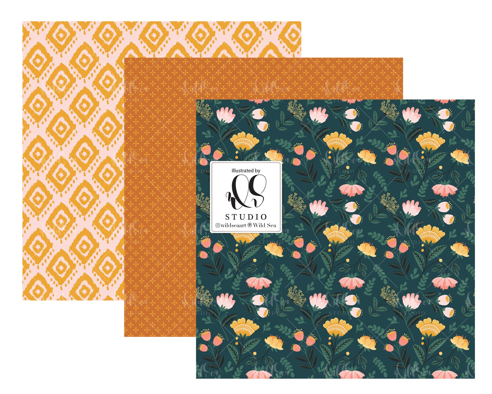 Boho Digital Paper Set, 12 X 12 Inch Repeatable Surface Patterns ...