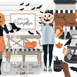 Trick or Treat Clipart Set, Fall, Halloween, - Etsy