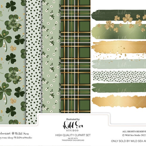 St. Patrick's Day Digital Paper and Clip Art Clipart - Etsy