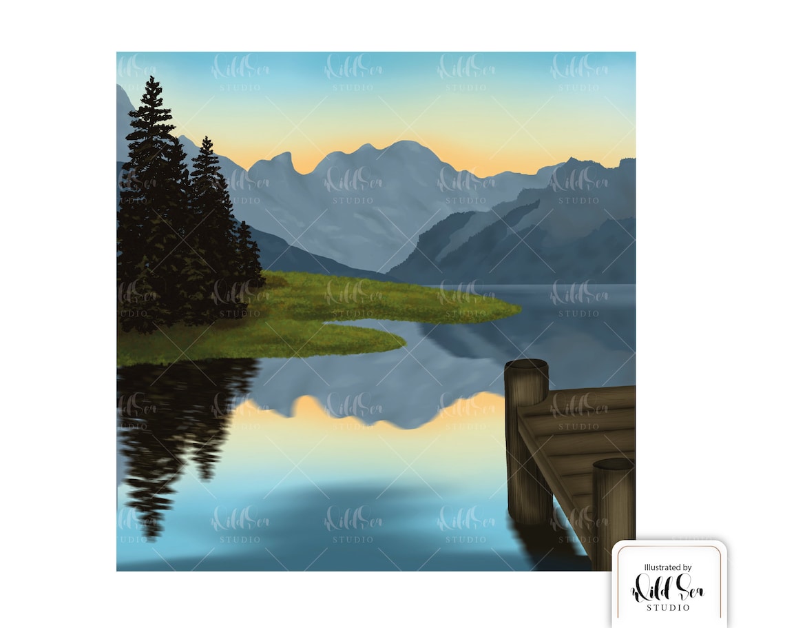 Lake Day Clipart Set Digital Download Printable Art Lake - Etsy