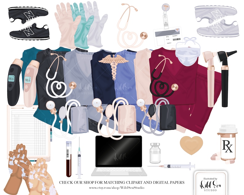Medical Tools Digital Clipart Set Nurse Doctor - Etsy